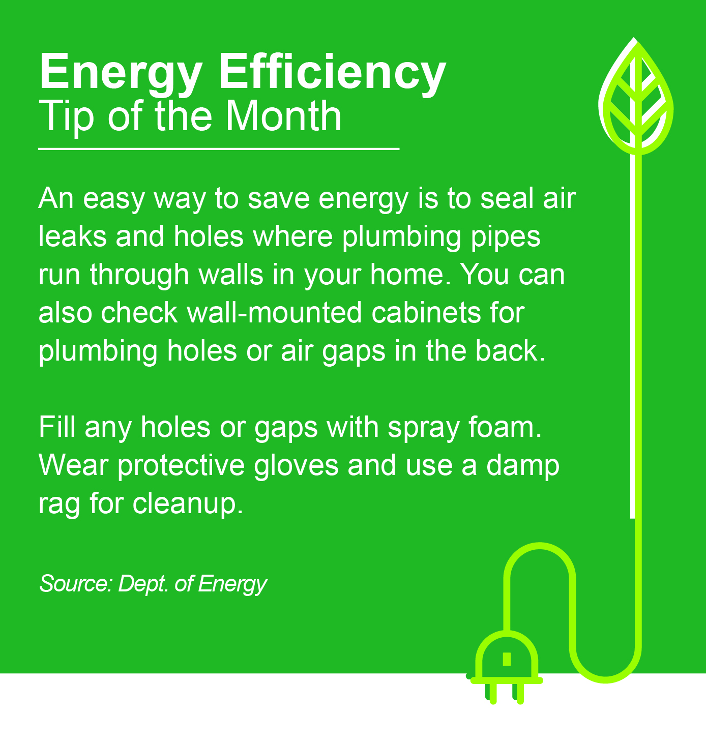Energy Efficiency Tip of the Month - Singing River Electric Cooperative